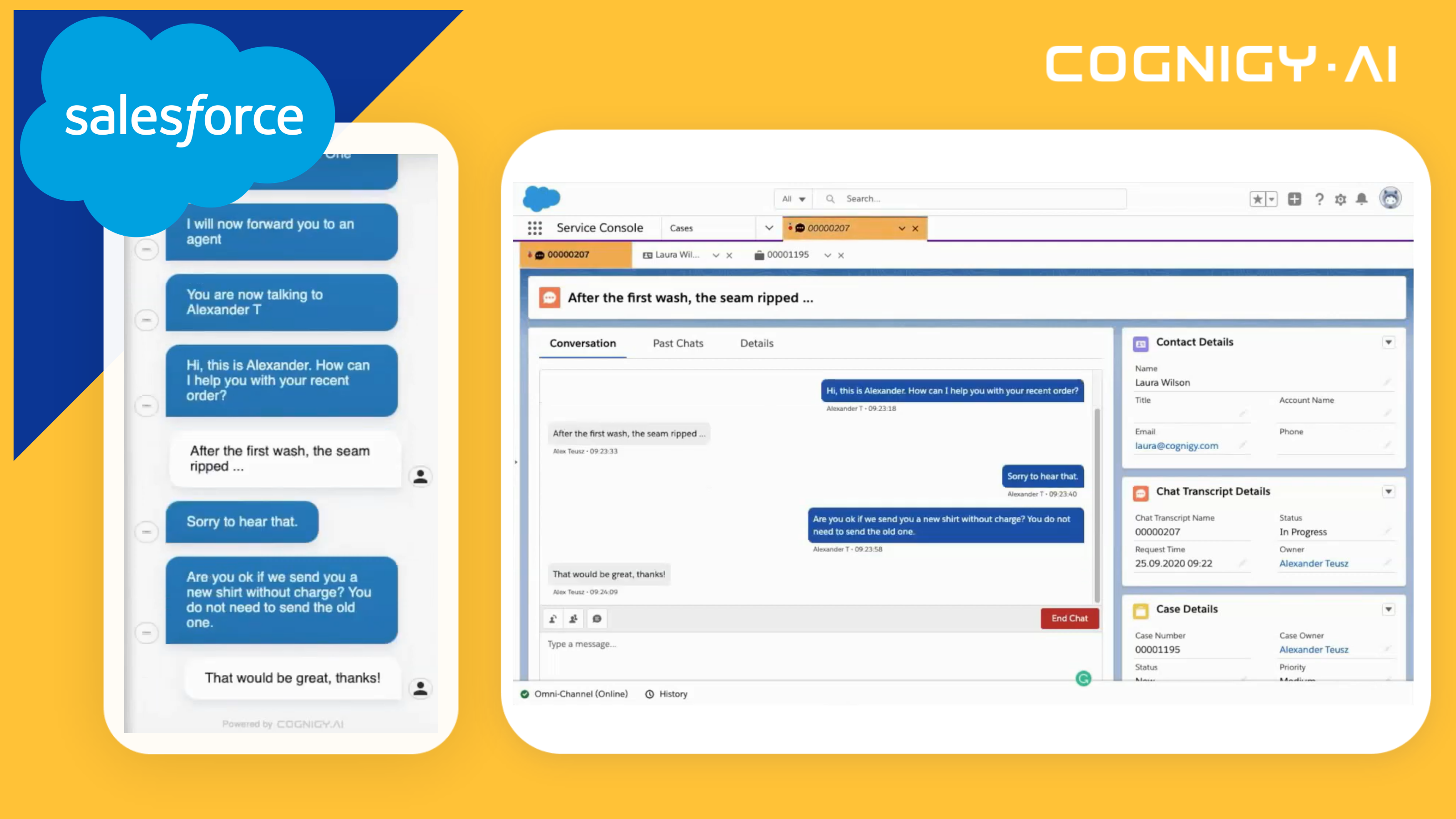 Customer Service with Salesforce Live Agent handover